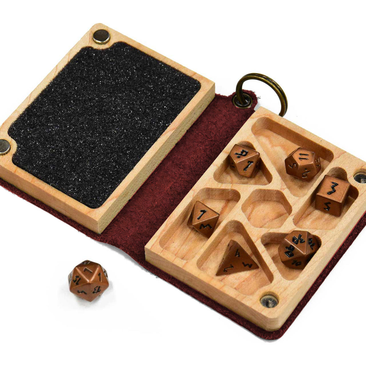 Crimson Leather Keychain Spellbook Dice Box - Elderwood – Norse Foundry