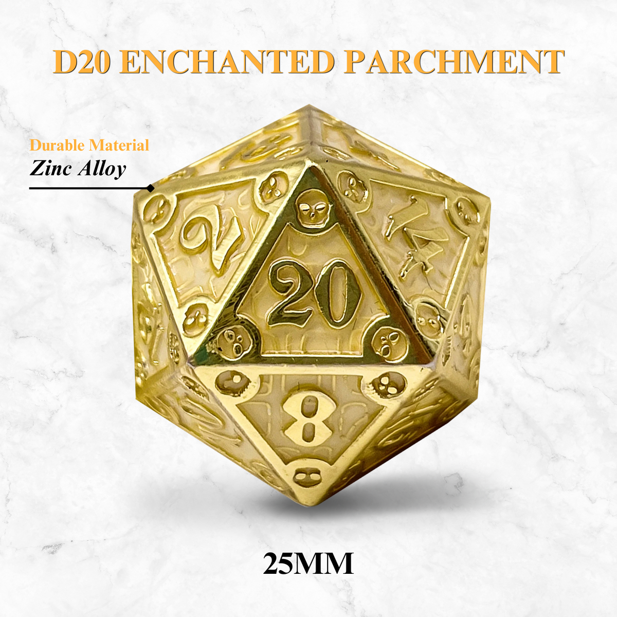 Dungeon Delve Runestones™ - 25mm D20 - Enchanted Parchment - Norse Foundry