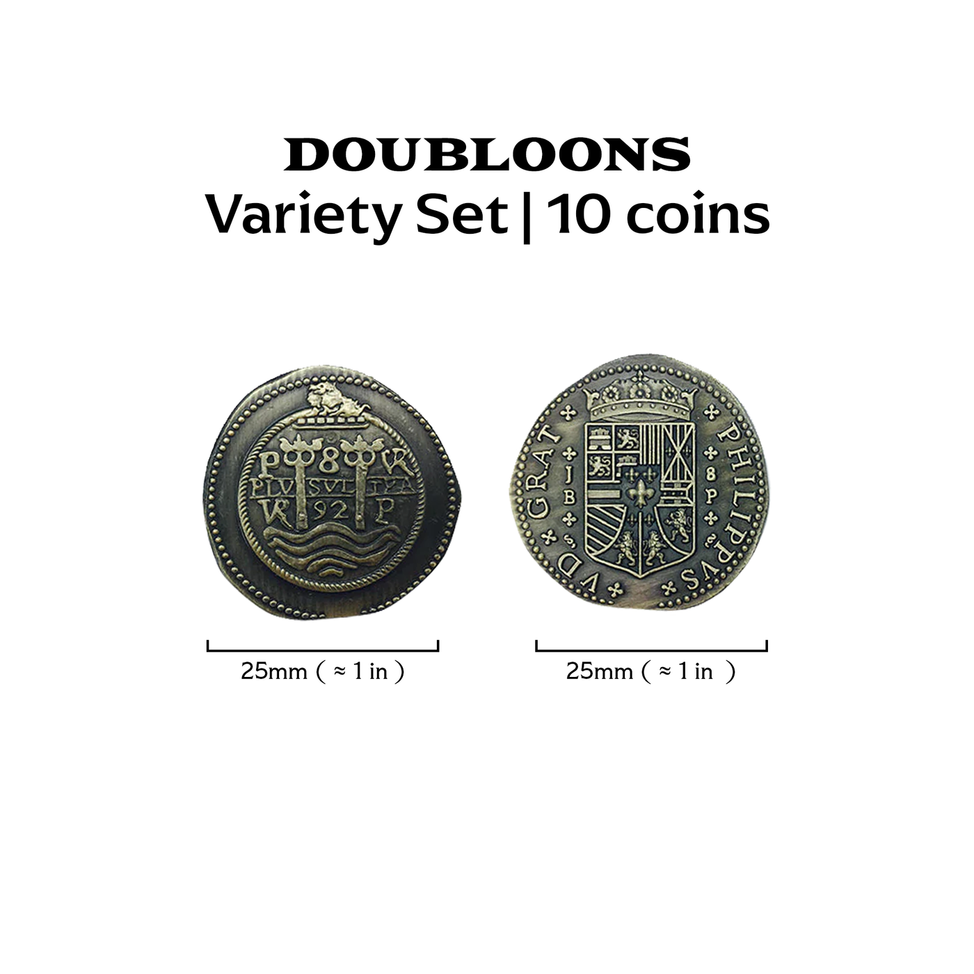 Adventure Coins – Pirate Doubloon Metal Coins Variety Pack Set of 10 H ...