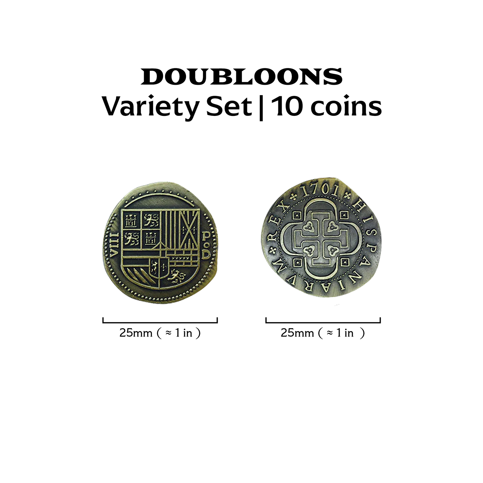 Adventure Coins – Pirate Doubloon Metal Coins Variety Pack Set of 10 H ...