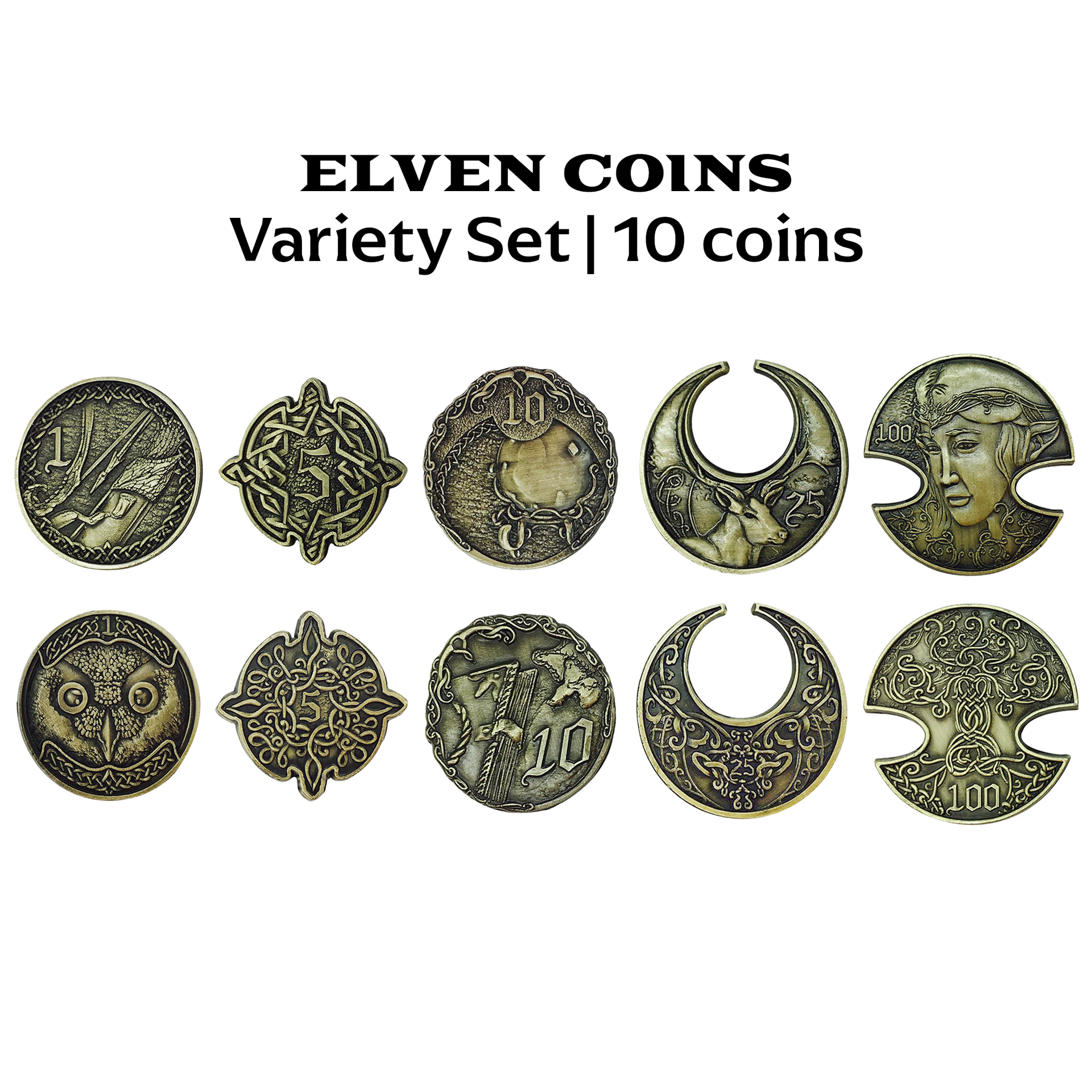 Elven Adventure Coins — Set of 10 Metal Coins | Norse Foundry®