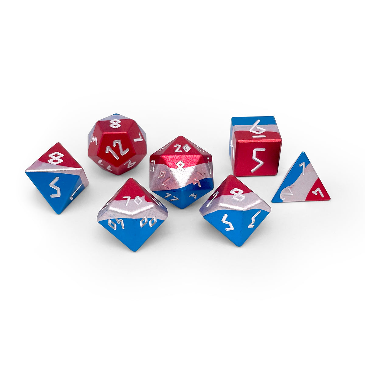 Patriot - 7 Piece RPG Set 6063 Aluminum Hybrid Dice – Norse Foundry
