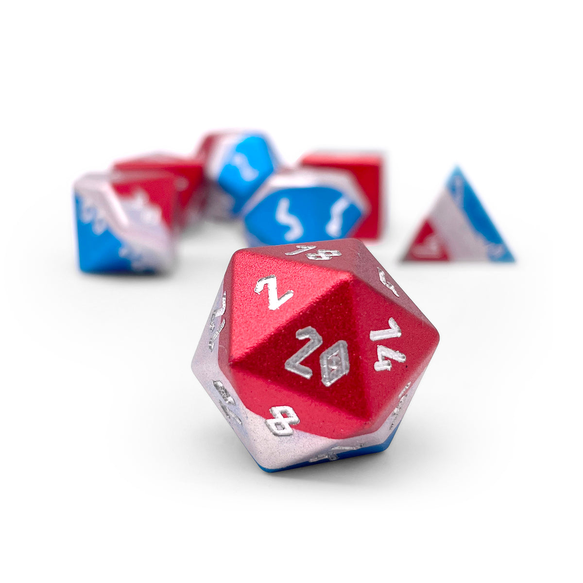 Patriot - 7 Piece RPG Set 6063 Aluminum Hybrid Dice - Norse Foundry