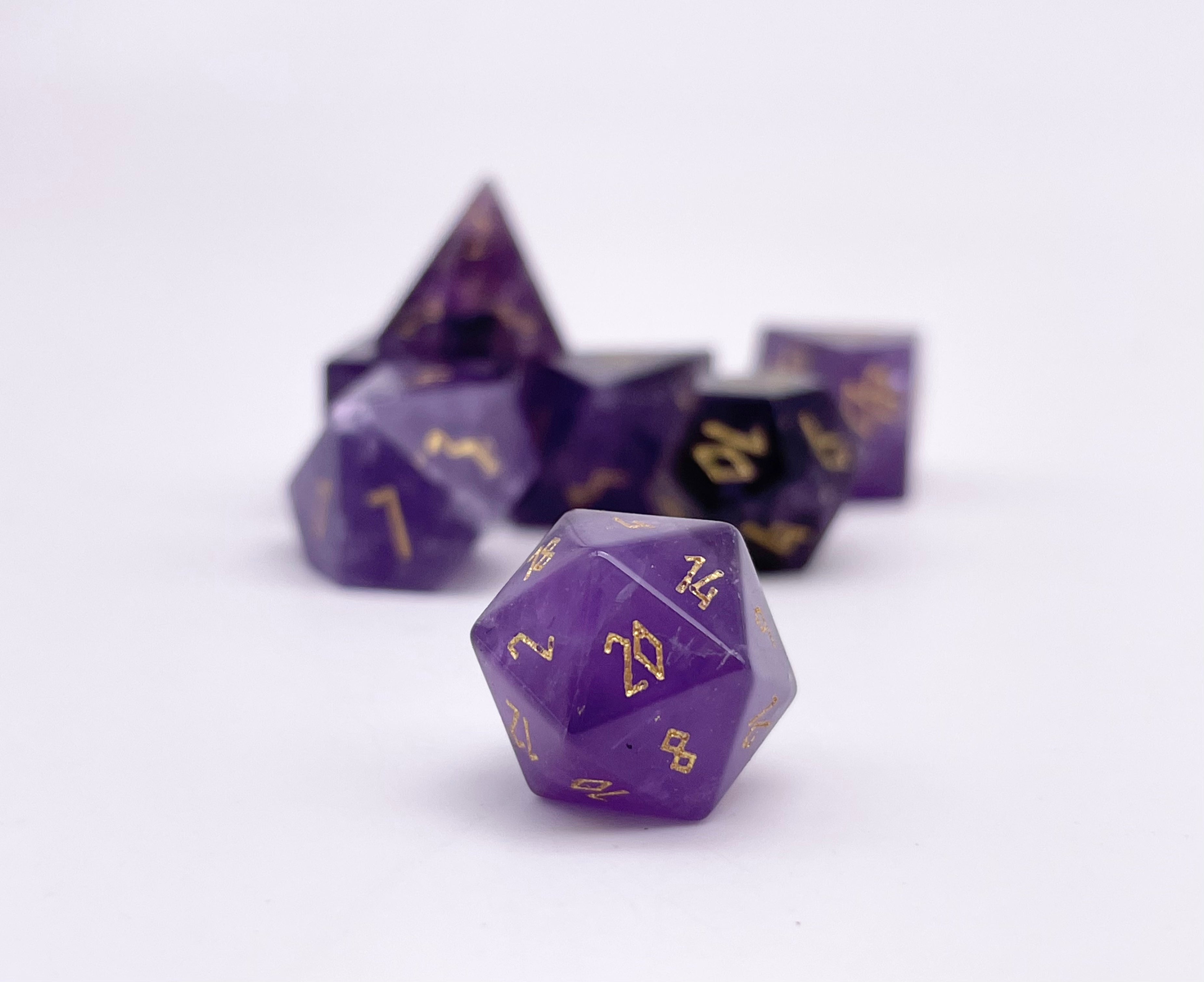 Amethyst - Pebble RPG Set Gemstone Dice - Norse Foundry