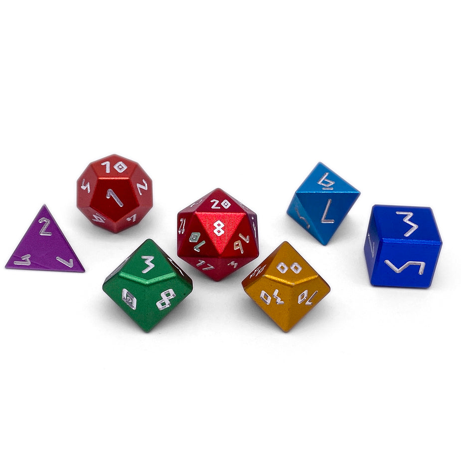 Rainbow - 7 Piece RPG Set 6063 Aluminum Dice – Norse Foundry