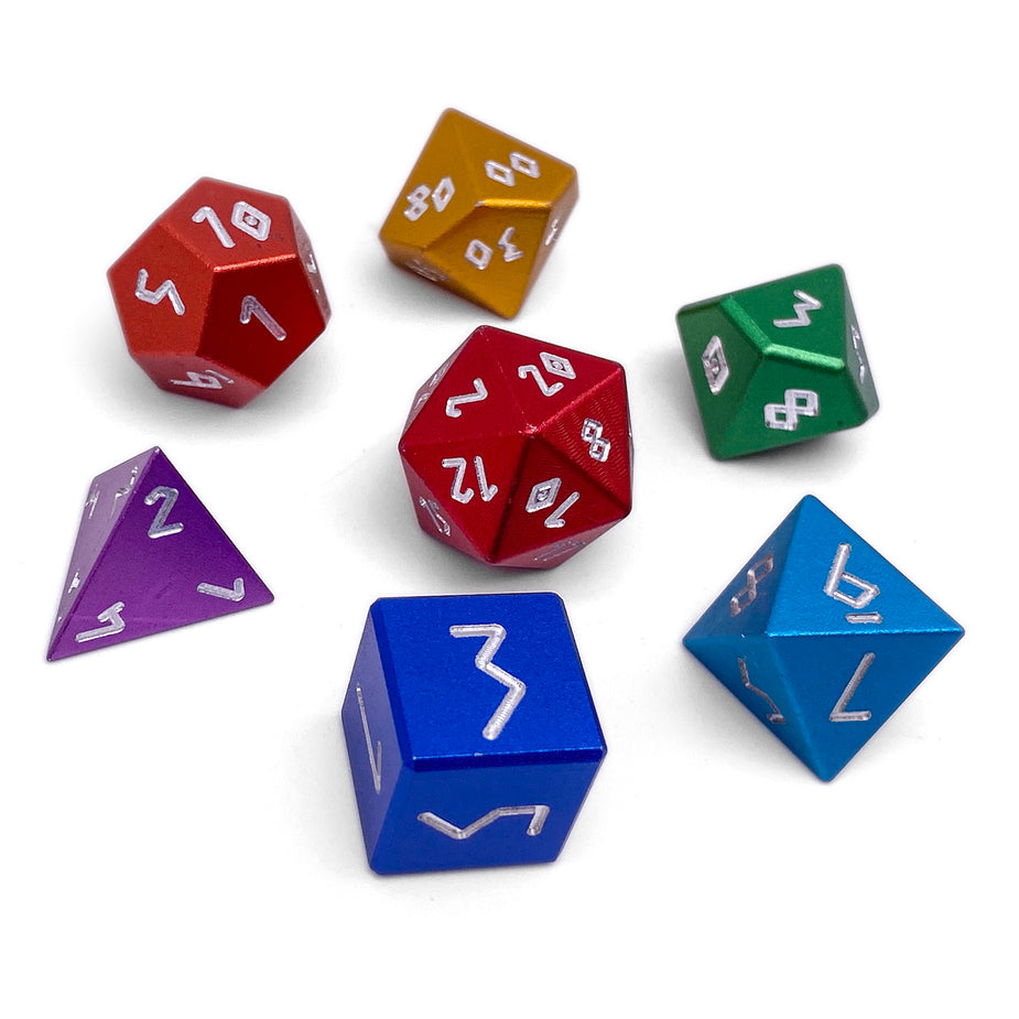 Rainbow - 7 Piece RPG Set 6063 Aluminum Dice – Norse Foundry