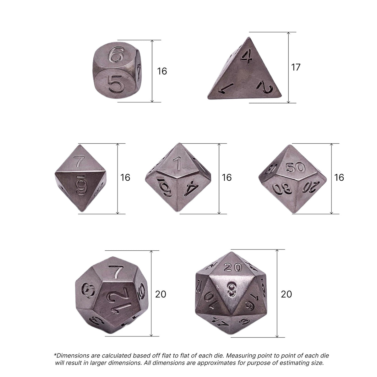 Titanium - 7 Piece RPG Set True Metal Dice – Norse Foundry