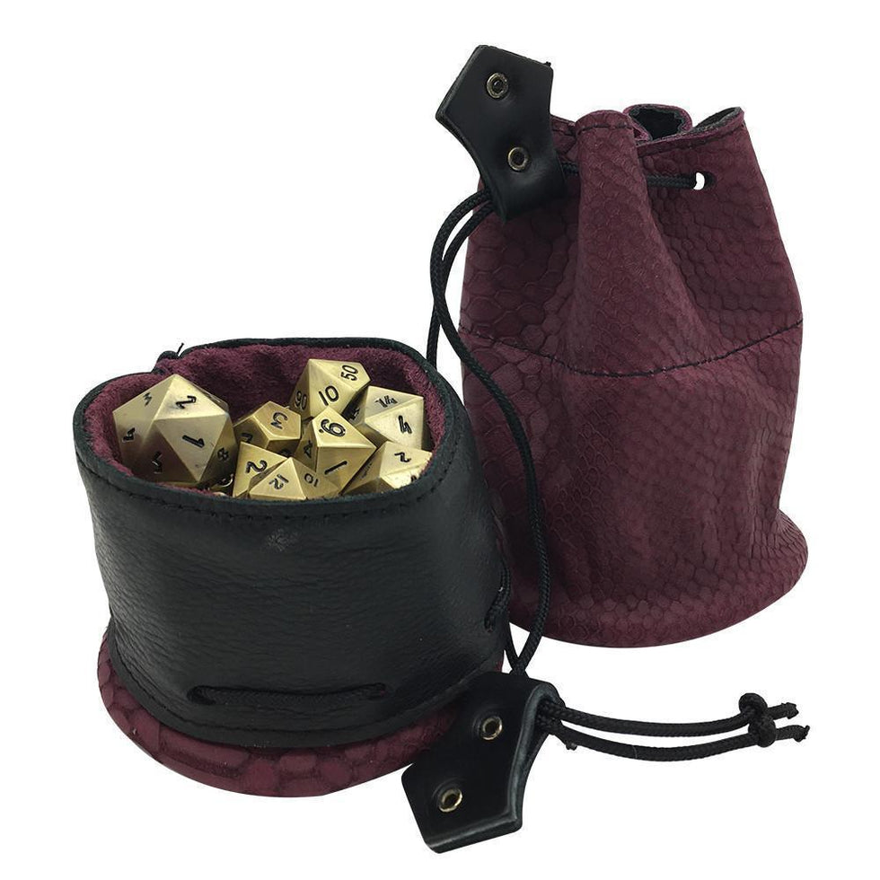 Maroon and Black Cobra Scale Leather Dice Bag / Dice Cup Transformer ...