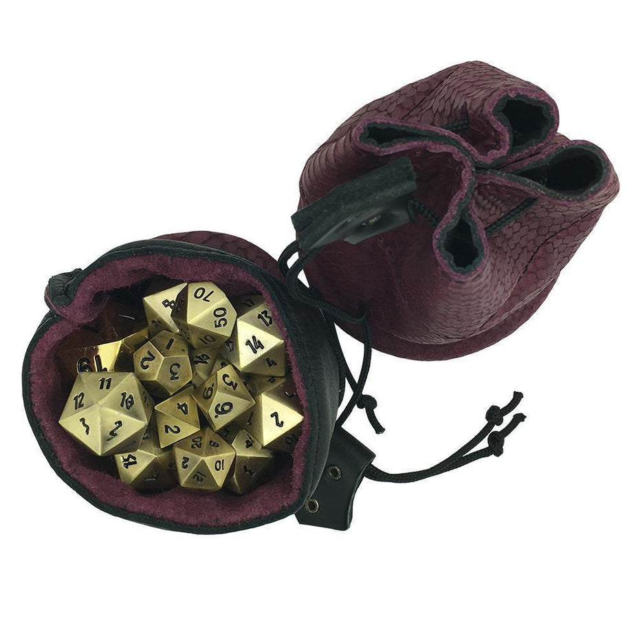 Maroon and Black Cobra Scale Leather Dice Bag / Dice Cup Transformer ...