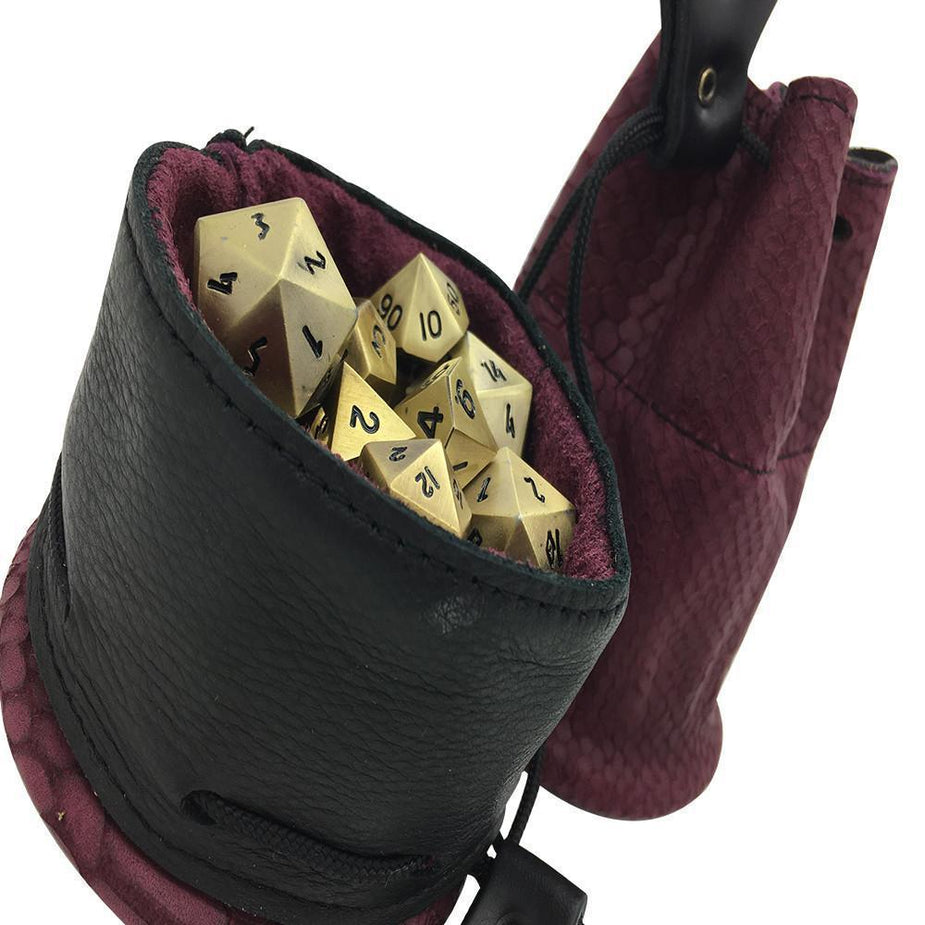 Maroon and Black Cobra Scale Leather Dice Bag / Dice Cup Transformer ...