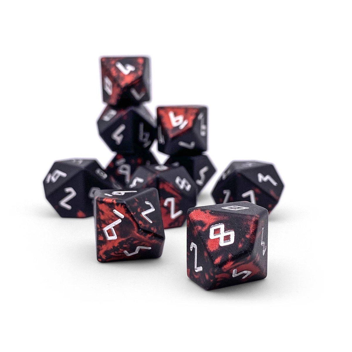 Demon's Blood - 10 D10s Set 6063 Aluminum Wondrous Dice - Norse Foundry
